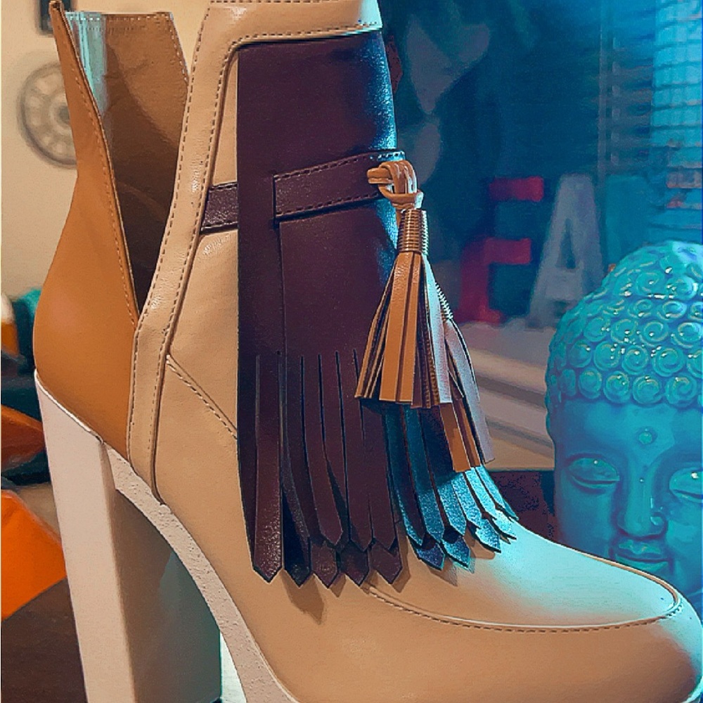 Platform Tassel Flap Tall Boots - Gem